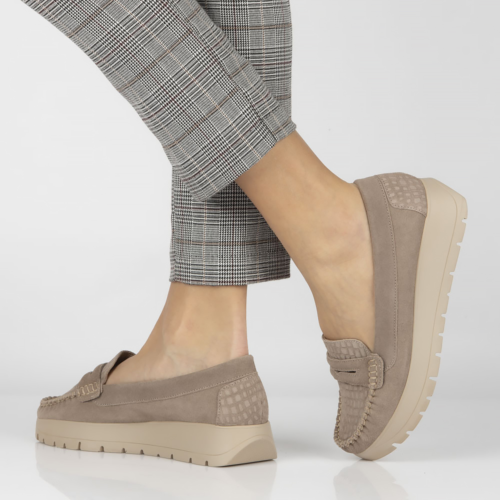 Leather loafers Filippo 10140 taupe | WOMEN \ Loafers WOMEN \ Women's ...