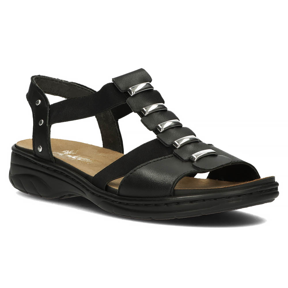 Leather sandals Rieker 64580-00 black - Filippo.pl