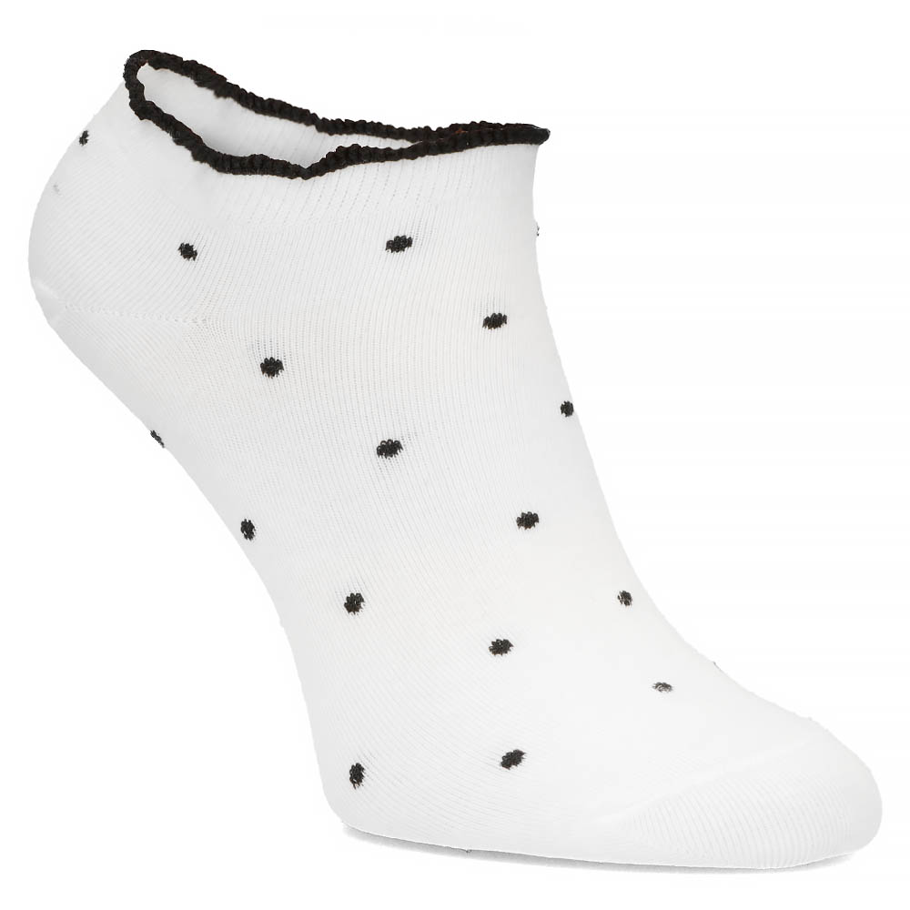 Skarpety damskie falbanka białe kropki - Filippo.pl